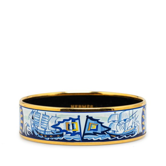 Hermes | Jewelry | Hermes Enamel Gm Cloisonn Sailboat Pattern Bangle ...
